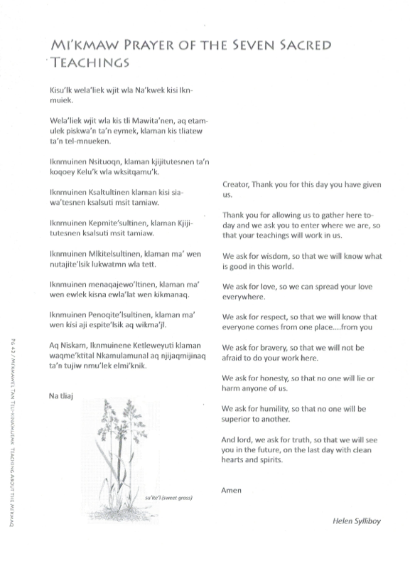 Appendix A : Mi’kmaq Prayer – Indigenous Teachings of Turtle Island ...